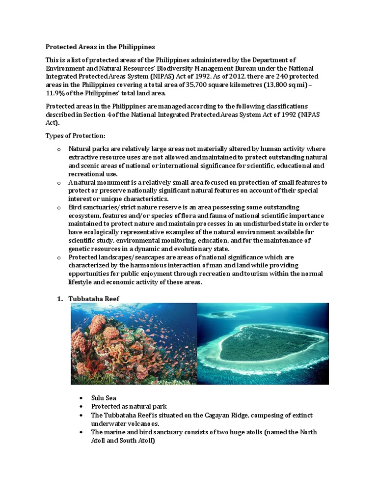 Protected Areas in The Philippines | PDF | Ecology | Conservation