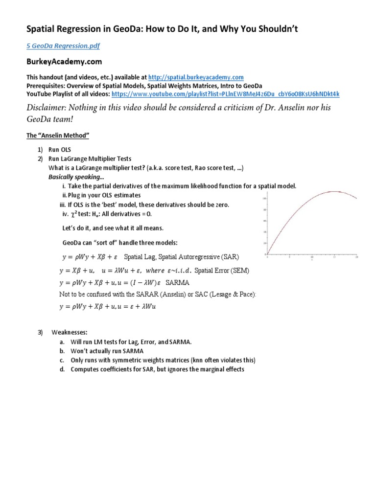 5 GeoDa Regression Import PDF | PDF | Ordinary Least Squares | Multivariate Statistics
