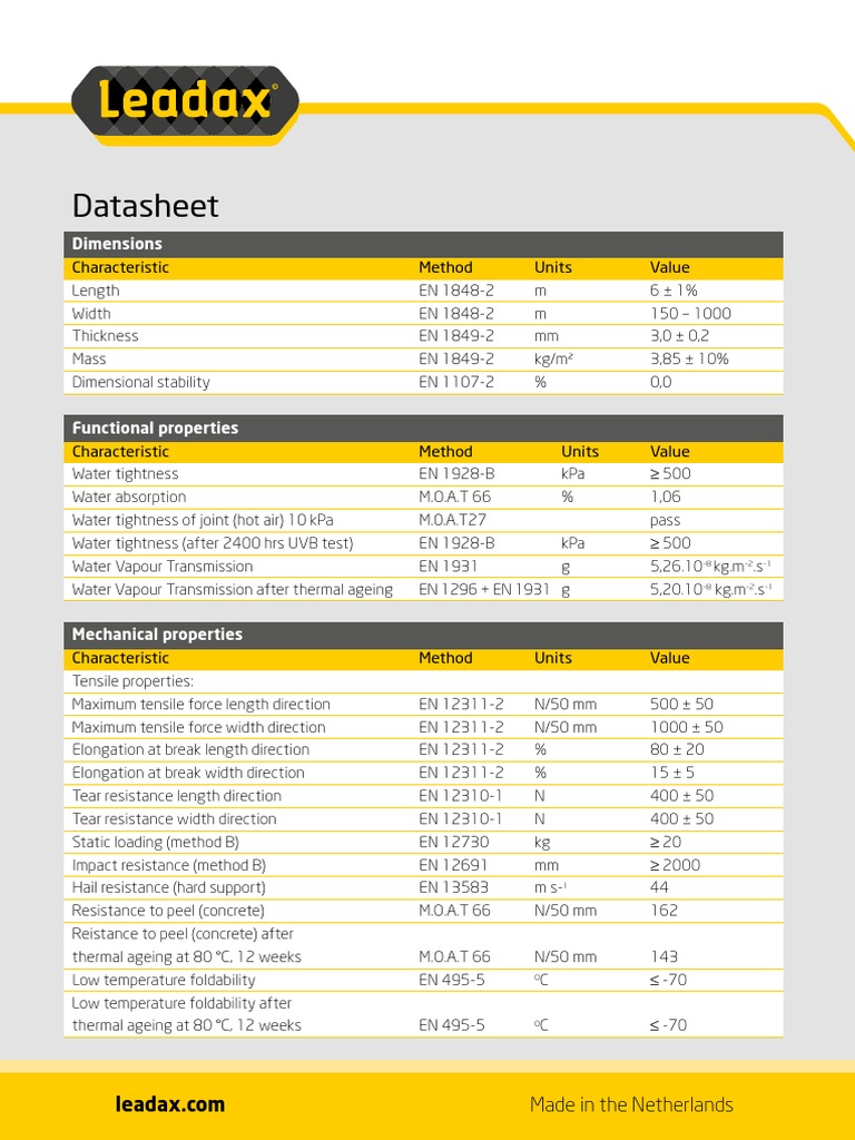 Leadax Datasheet | PDF | Strength Of Materials | Concrete