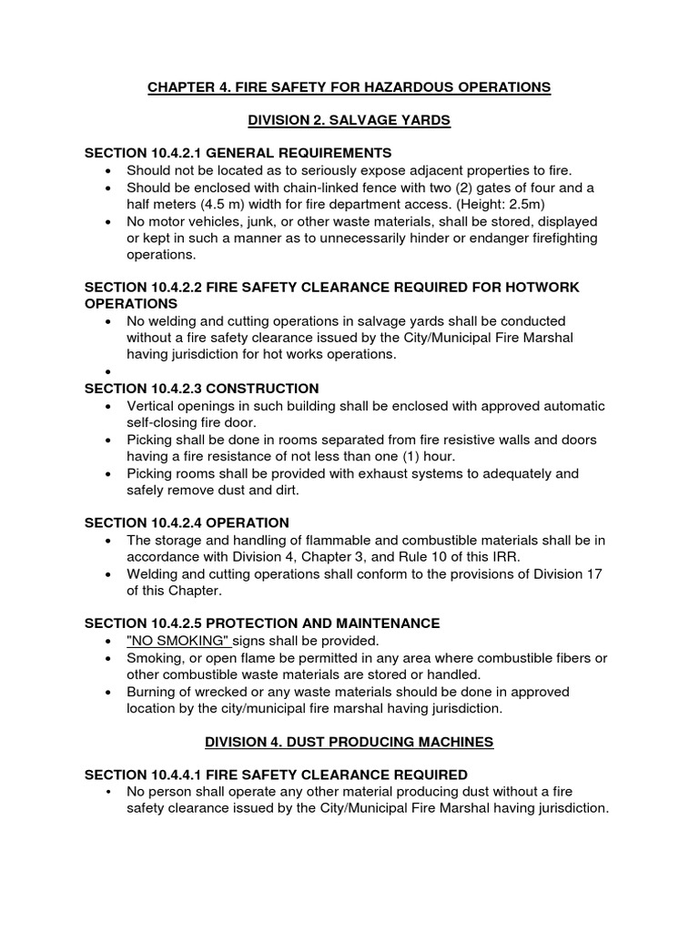 Chapter 4. Fire Safety For Hazardous Operations | PDF | Fire Safety ...