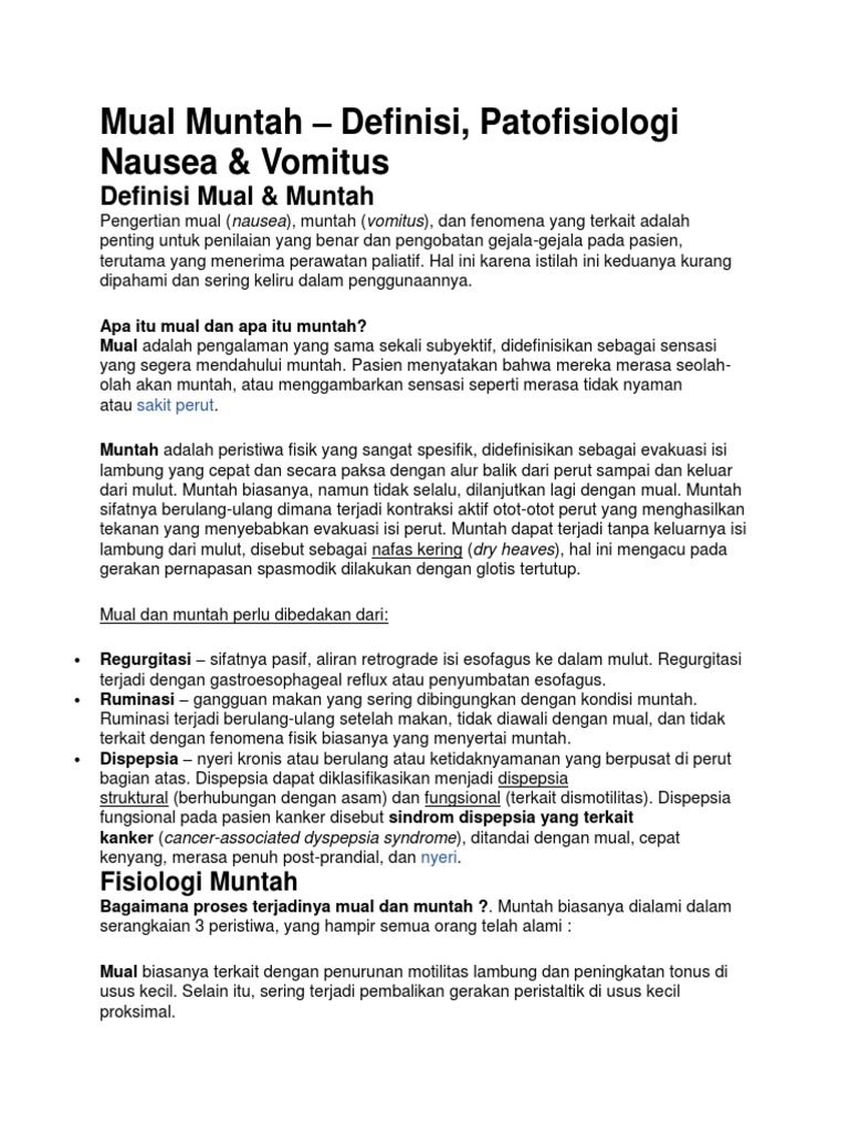 Definisi dan Patofisiologi Mual Muntah | PDF