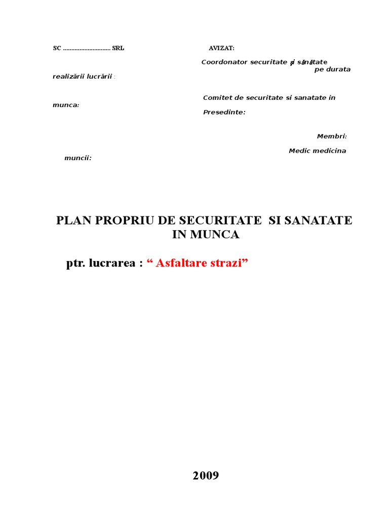 Plan Propriu SSM | PDF