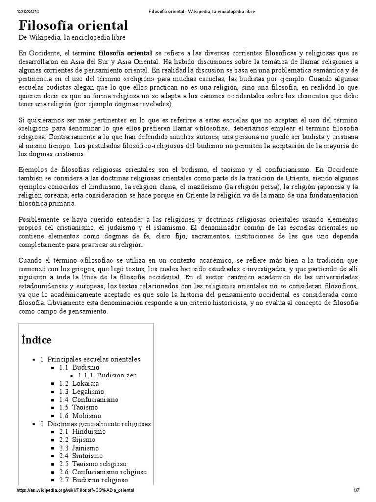 Filosofía Oriental - Wikipedia, La Enciclopedia Libre PDF | PDF ...