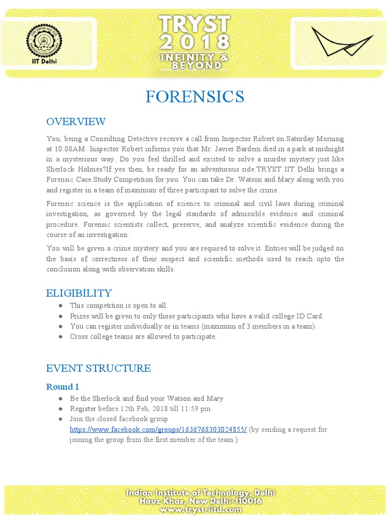 Forensic Case Study Competition | PDF | Forensic Science | Sherlock Holmes