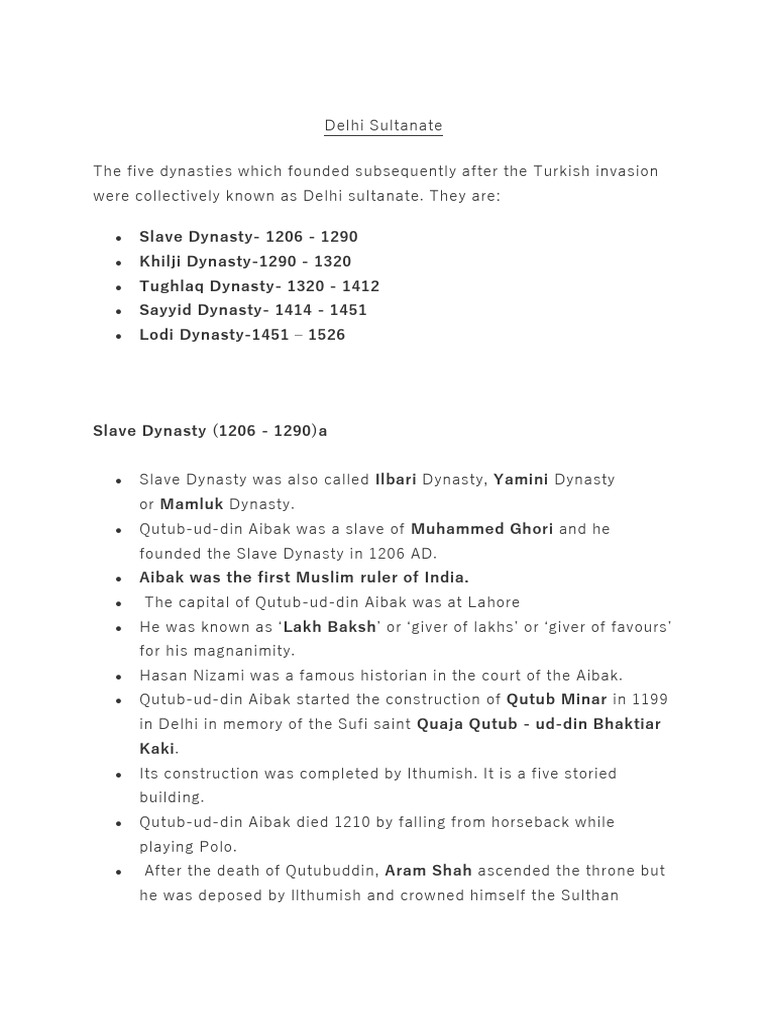 Delhi Sultanate | PDF