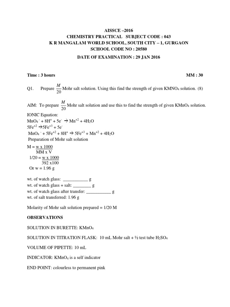 Class 12 Chemistry Practical Guide | PDF | Chemical Compounds | Chemistry