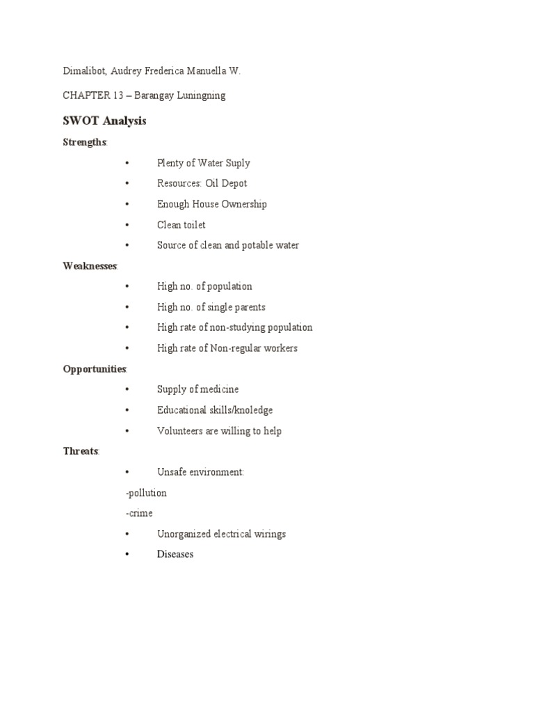 SWOT Analysis: Strengths | PDF | Water Management | Swot Analysis