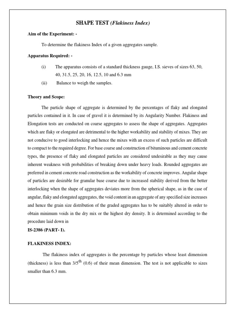 Shape Test Determines Flakiness Index | PDF | Construction Aggregate ...