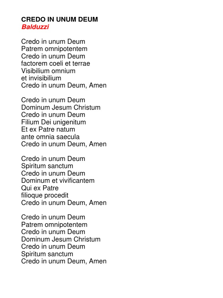 Credo in Unum Deum PDF | PDF