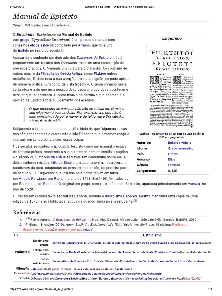 Manual de Epicteto - Wikipédia, A Enciclopédia Livre | PDF | Teorias ...
