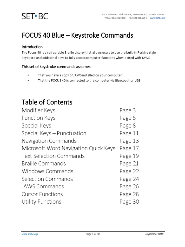 Focus 40 Keystroke Commands FINAL | PDF | Keyboard Shortcut | Computer ...