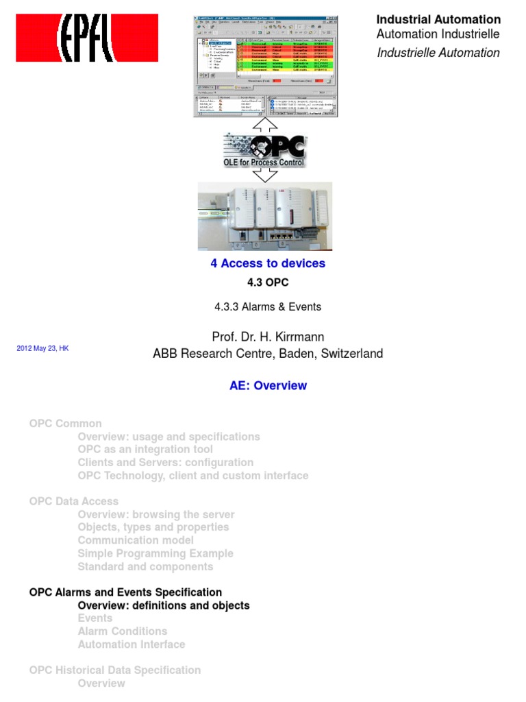 Understanding OPC Alarms and Events (OPC A&E): An Overview of Event Definitions, Communication ...