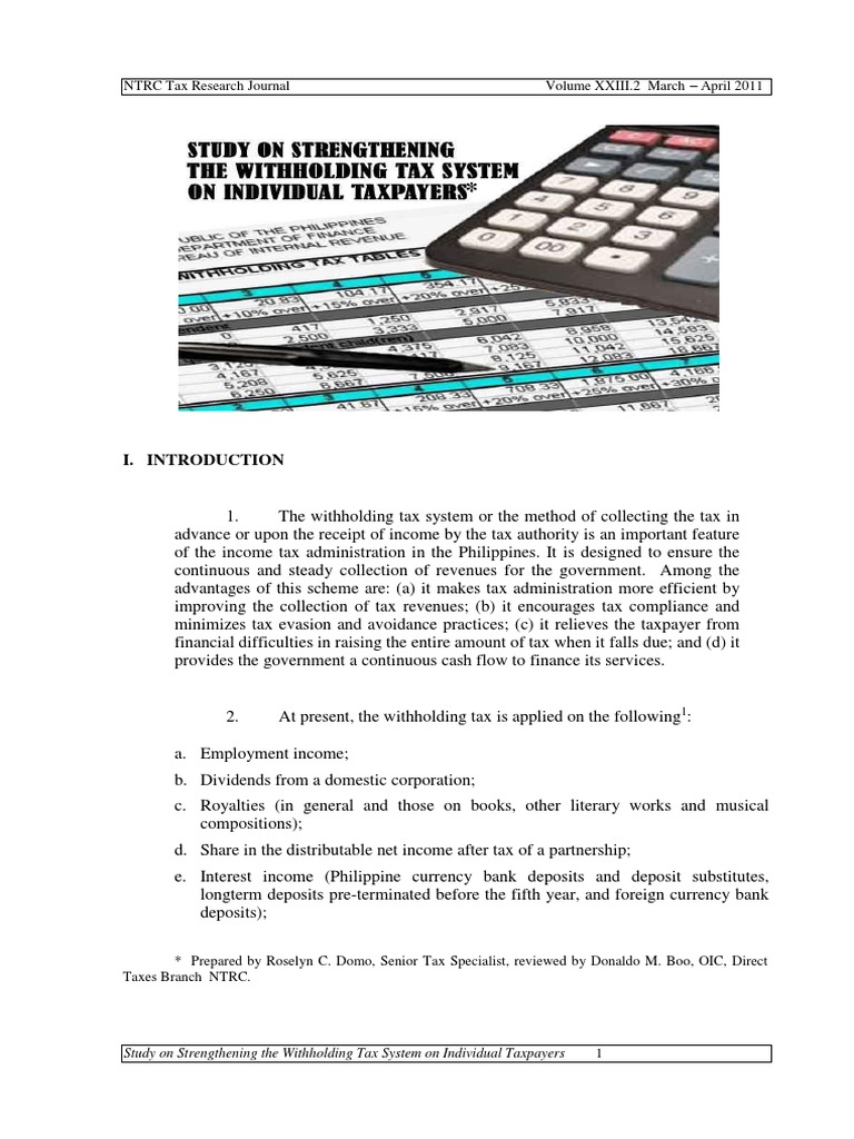 A Journey To A Research of The Taxation | PDF | Withholding Tax | Taxes