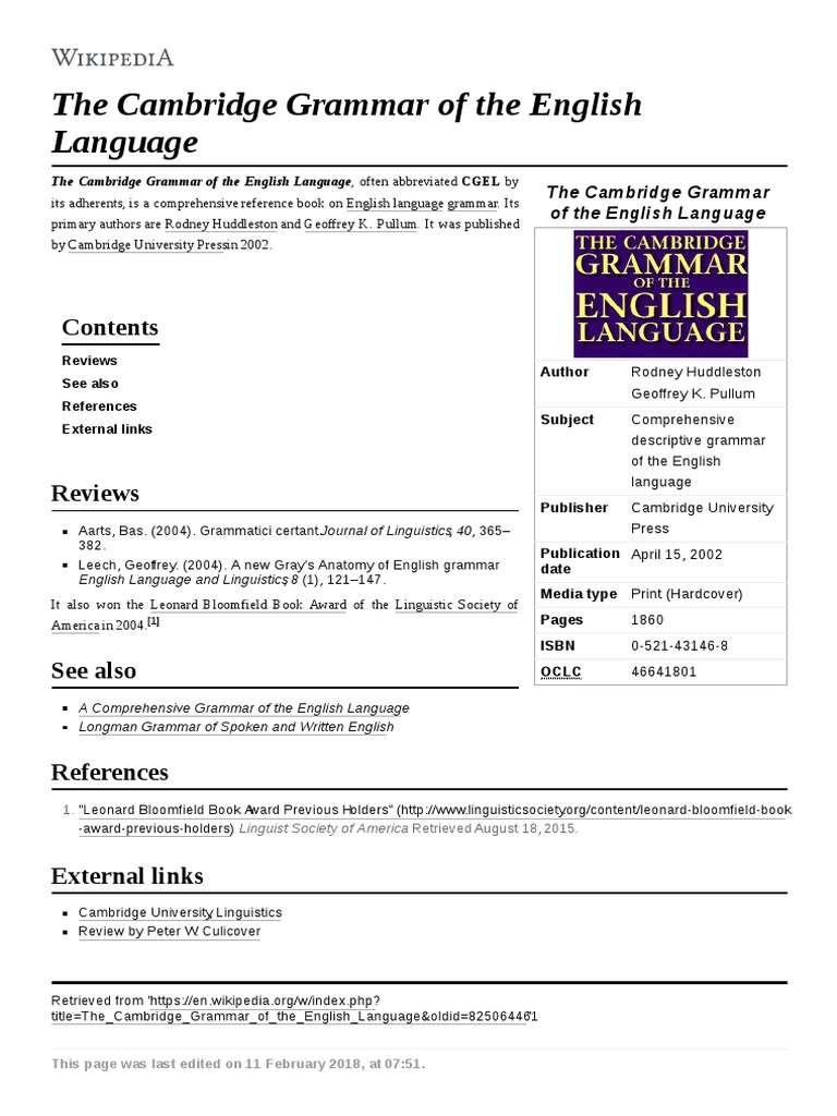 The Cambridge Grammar of The English Language | PDF | Linguistics ...