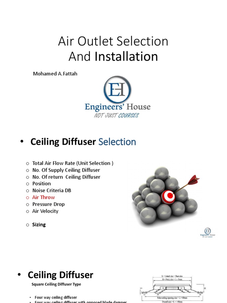 Air Outlet Selection and Insulation | PDF