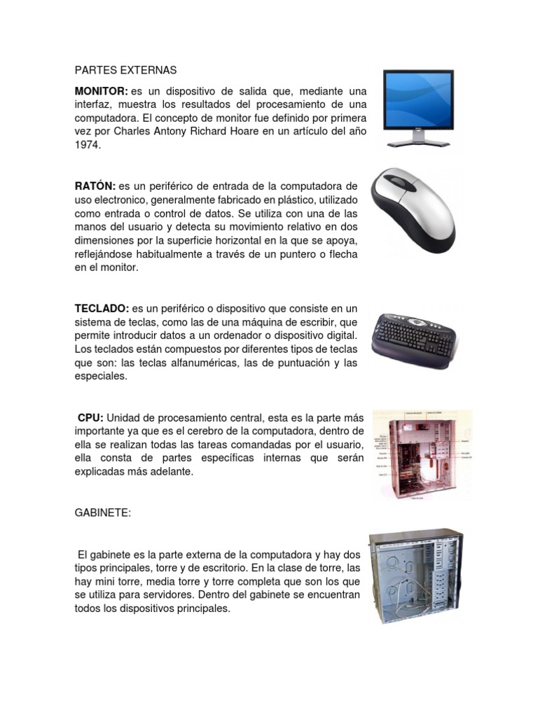 Partes Externas | PDF | Periférico | Hardware de la computadora