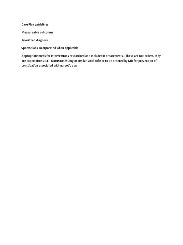 Care Plan Guidelines | PDF