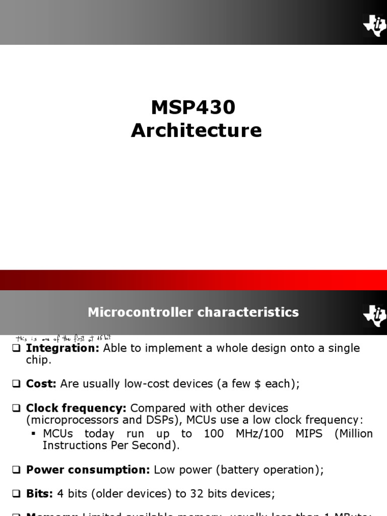 ES04 MSP430 Architecture | Download Free PDF | Central Processing Unit | Microcontroller