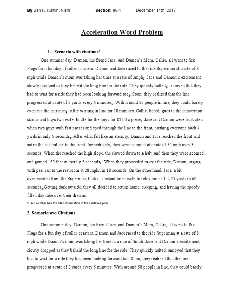 Acceleration Word Problem | PDF | Acceleration | Nature