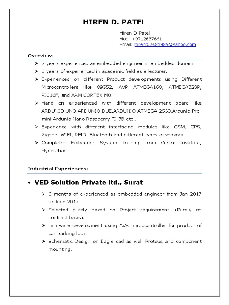 Hiren EmbeddedEng New | PDF | Arduino | Microcontroller