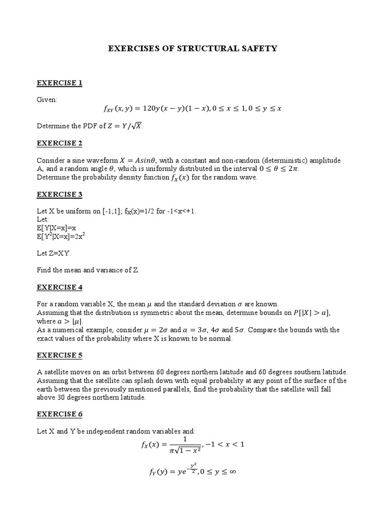 Structural Safety Exercises | PDF | Probability Density Function | Earthquakes