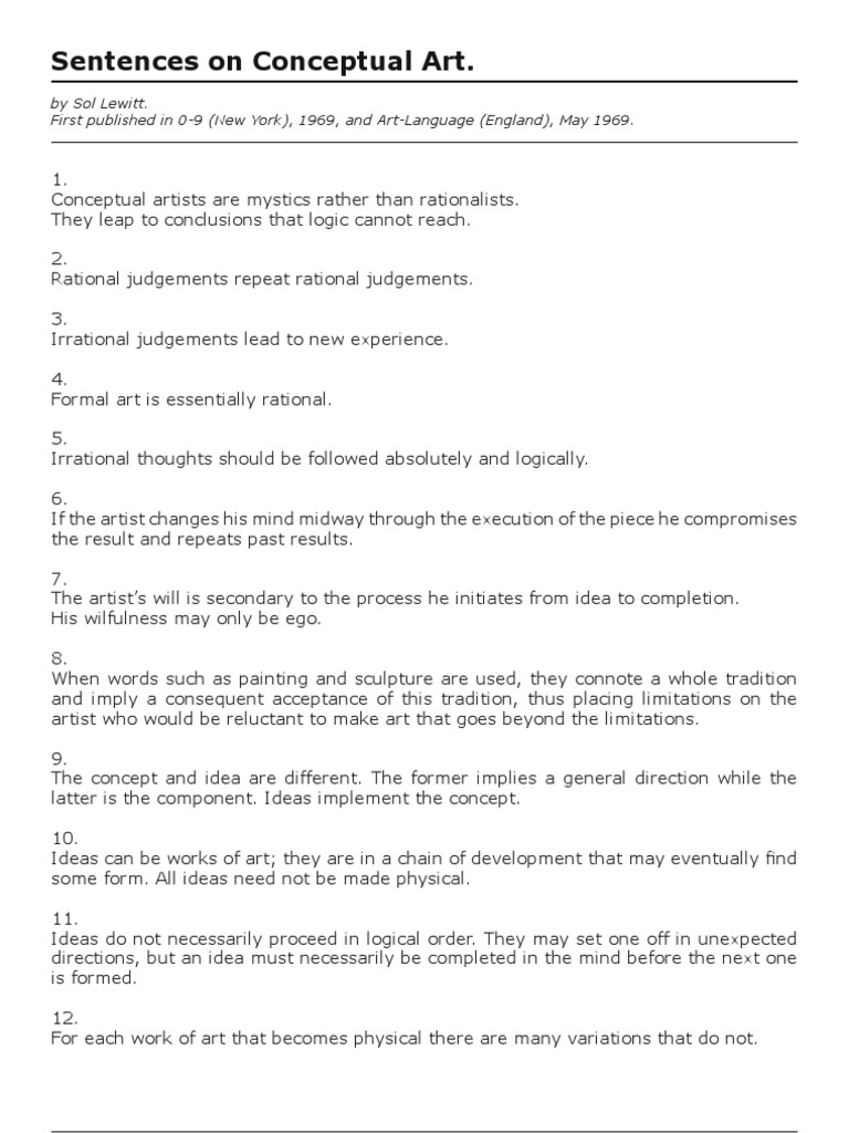 Sol Lewitt Sentences | PDF