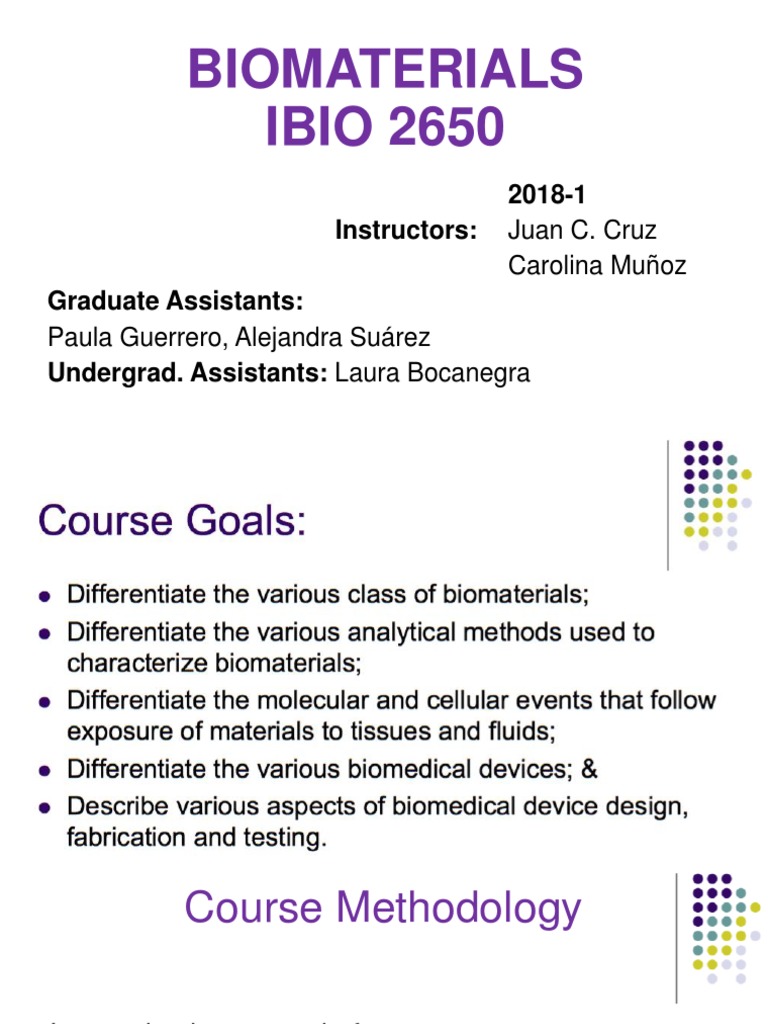Clase 1 Biomateriales IBIO 2650 | PDF | Biomaterial | Laboratories