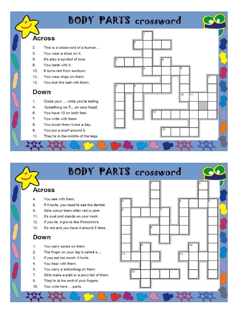 Body Parts Crosswords | PDF