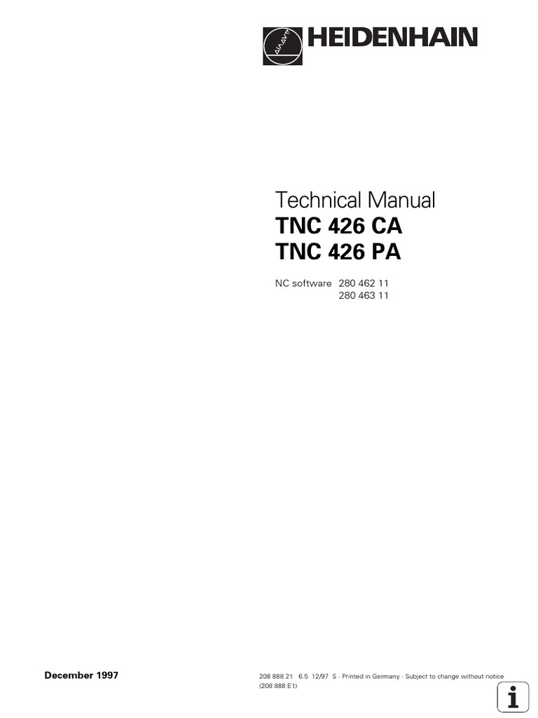 TNC 426 CAPA Technical Manual | PDF | Programmable Logic Controller | Power Supply