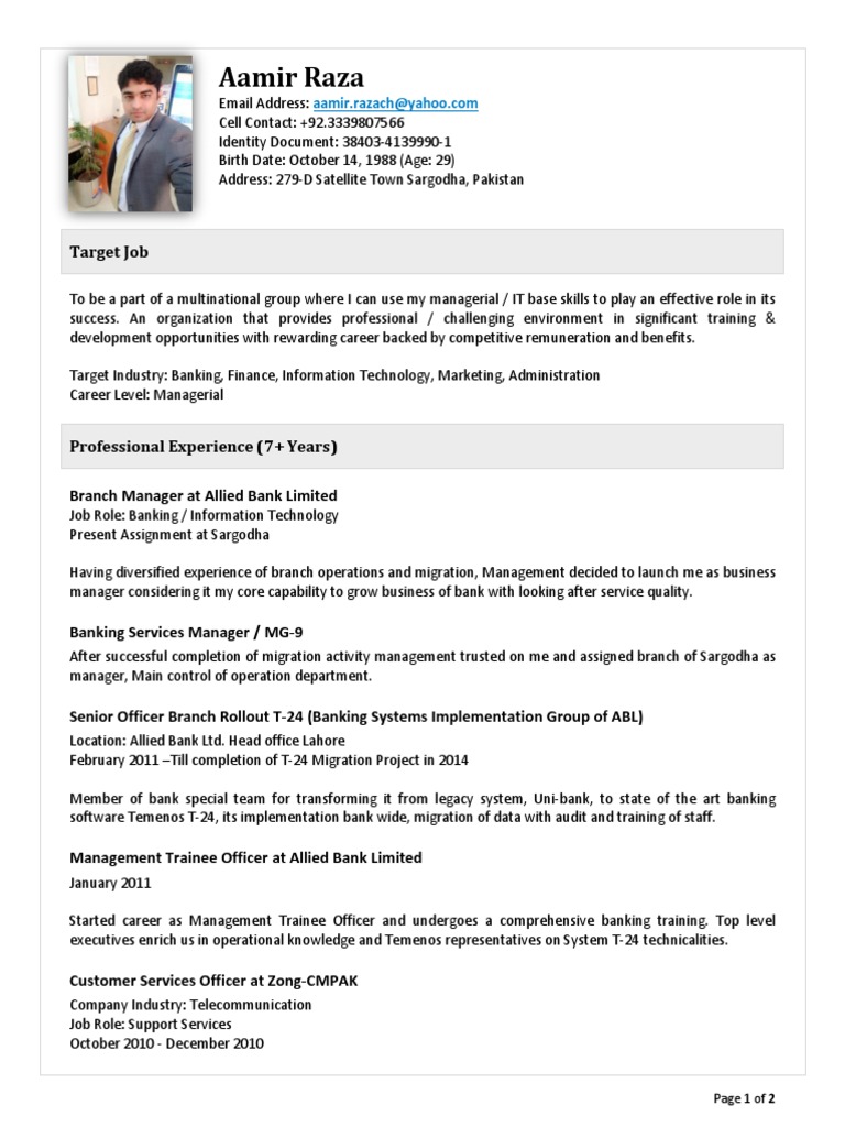 Aamir CV 2018 PDF | PDF | Banks | Business