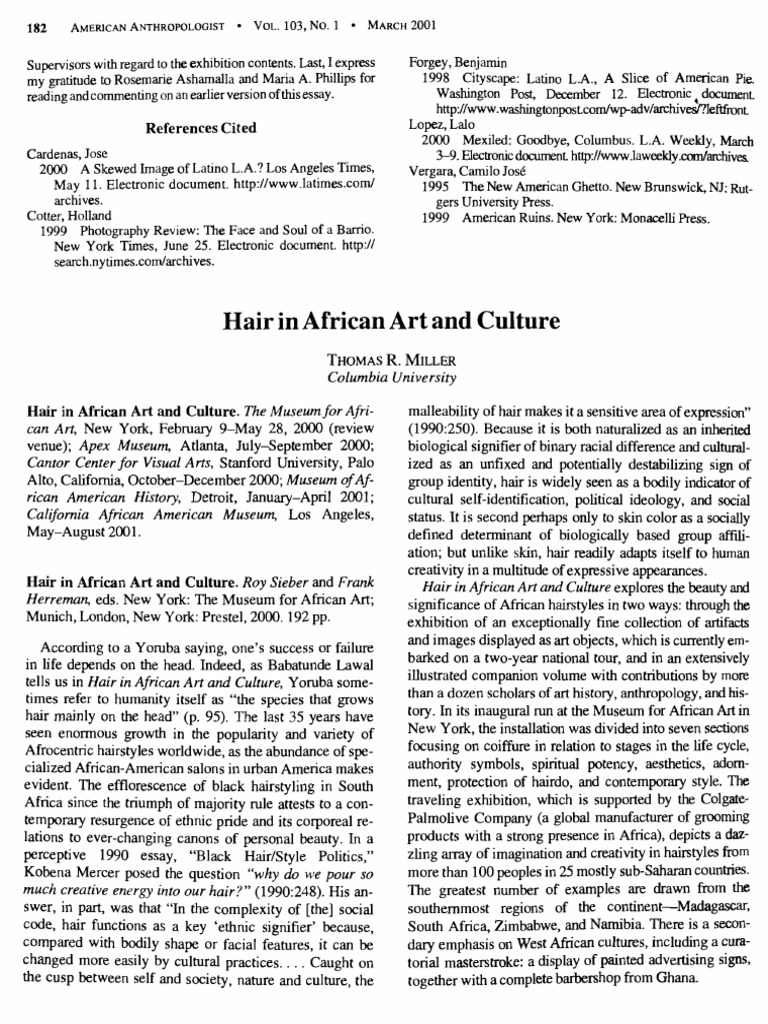 African Hair: Art and Identity | PDF | Hairstyle | Mask