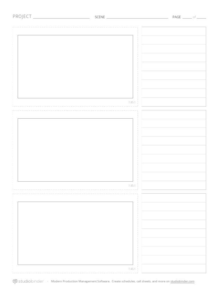 StudioBinder Storyboard Template - 3 Frames 1.85 | PDF