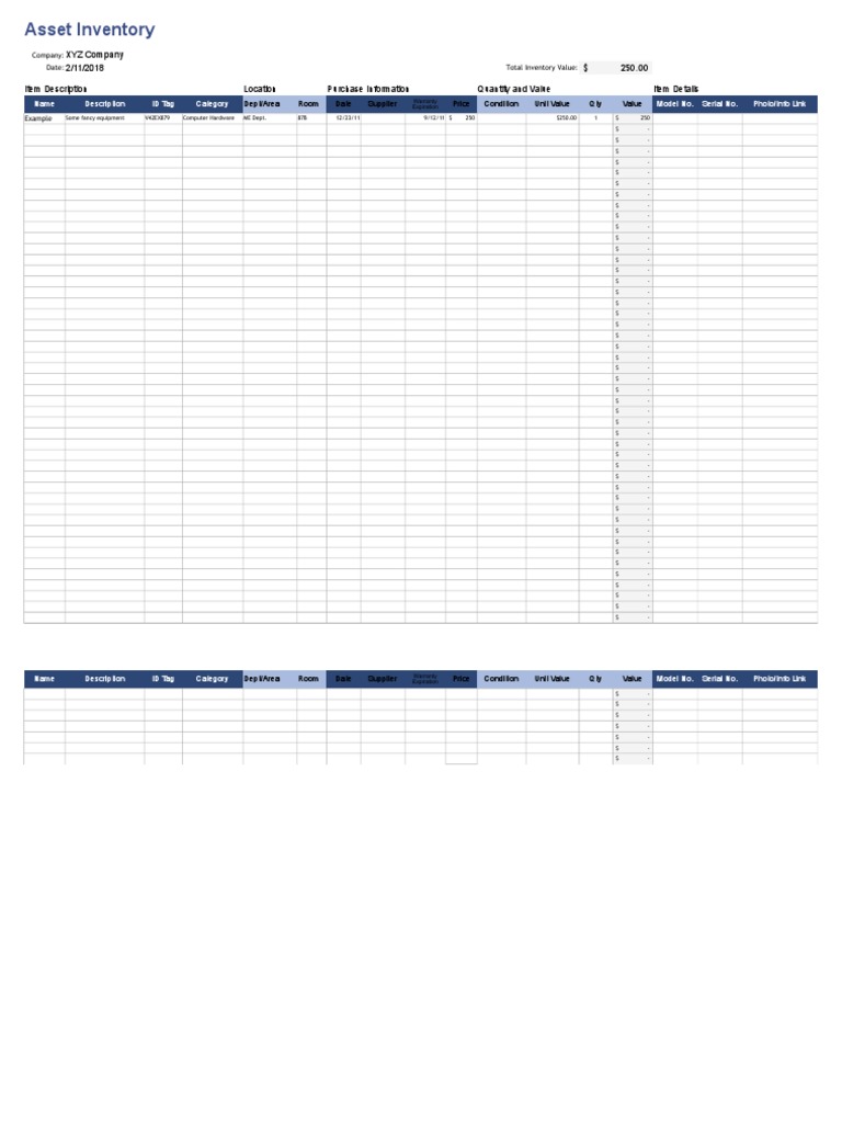 XYZ Company Asset Inventory Overview | PDF | Business | Computing