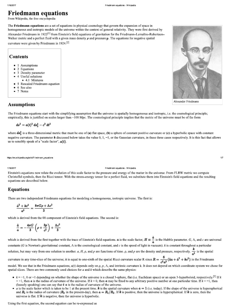 Friedmann Equations | PDF