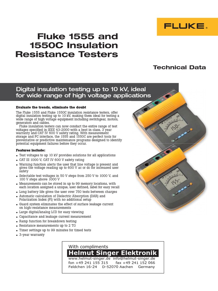 Fluke 1555 and 1550C Insulation Resistance Testers | PDF | Capacitor ...