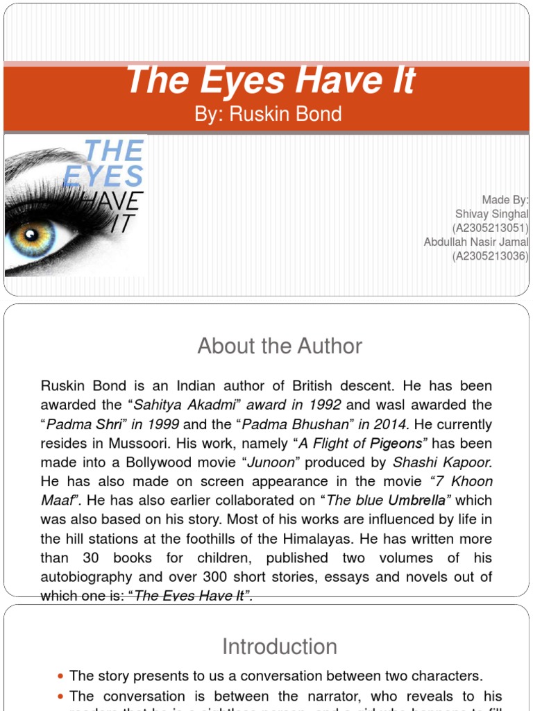 The Eyes Have It: By: Ruskin Bond | PDF