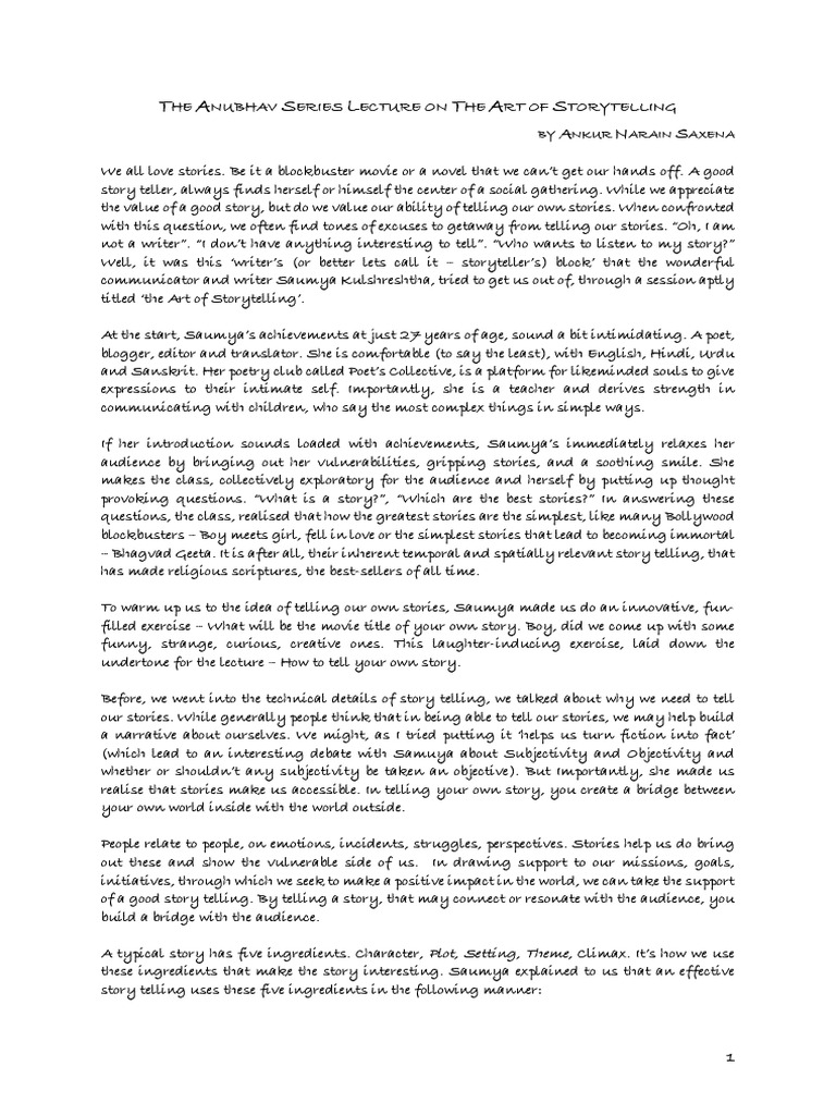 The Art of Storytelling | PDF | Storytelling