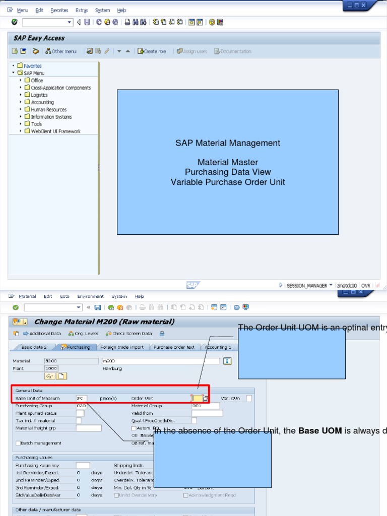 SAP Material Management Material Master Purchasing Data View Variable ...