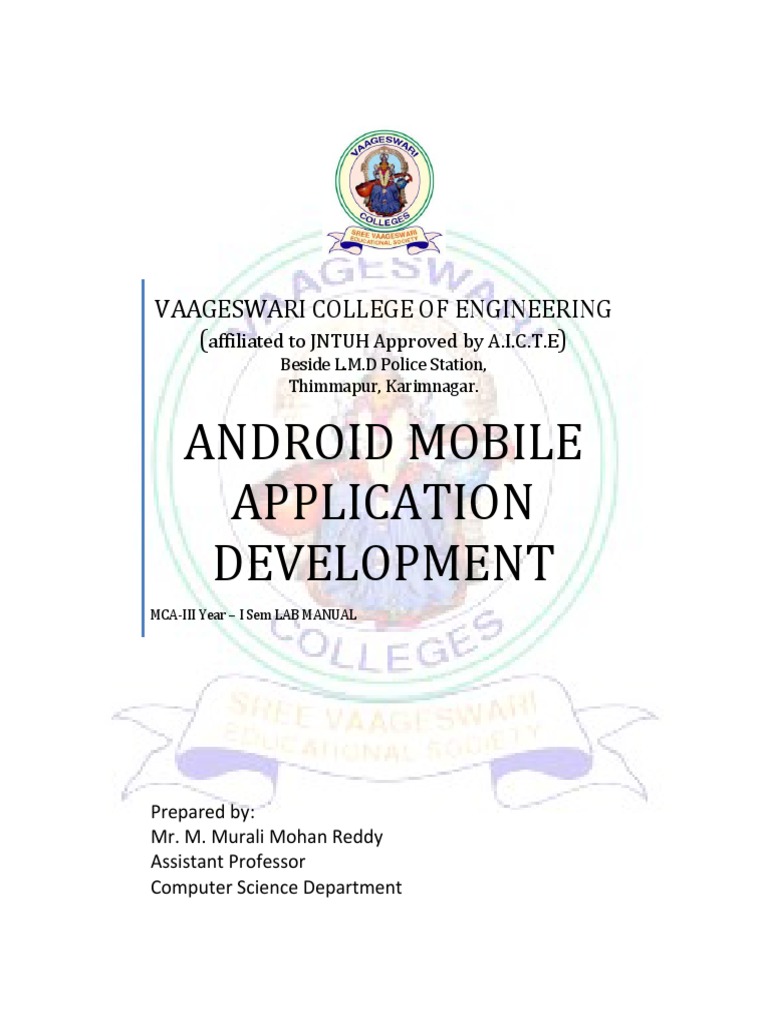 Android Mobile Application Development Lab Manual | PDF | Android ...