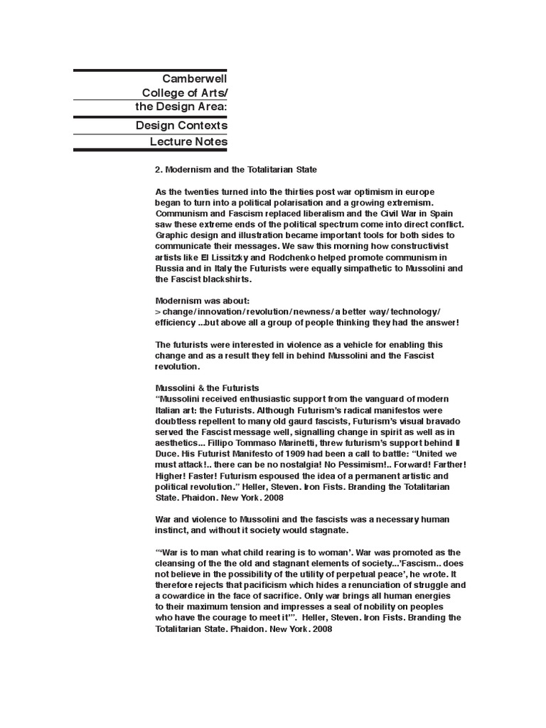 Modernism and The Totalitarian State NOTES | PDF | Benito Mussolini ...