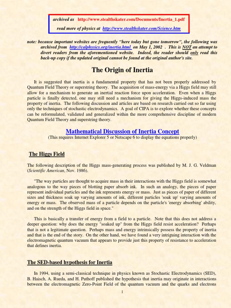 The Origin of Inertia | PDF | Quantum Field Theory | Neutrino