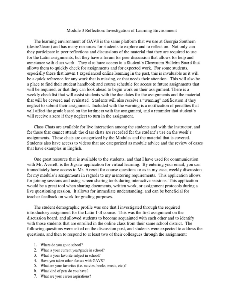 Module 3 Reflection | PDF | Educational Technology | Cognition