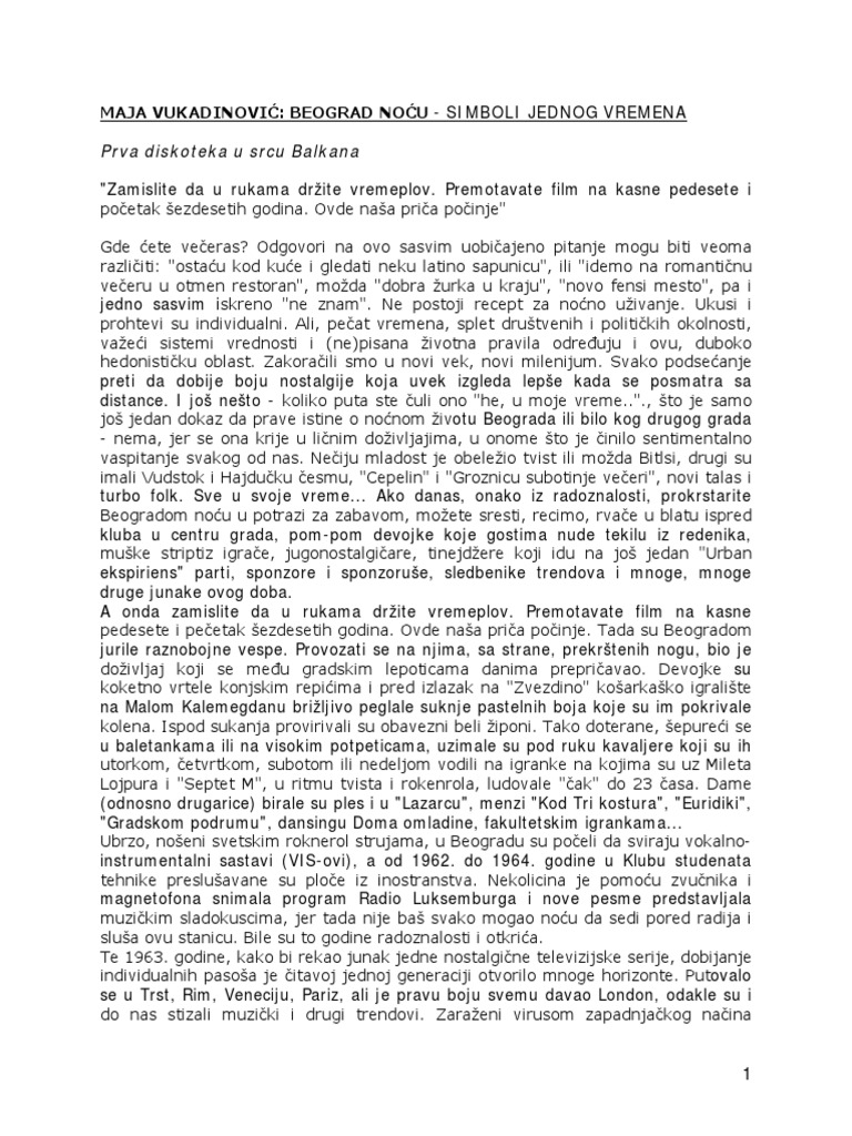 Beograd Nocu - Simboli Jednog Vremena PDF | PDF