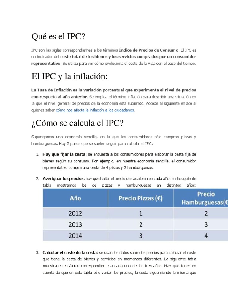 Qué Es El IPC | PDF | Índice de precios al consumidor | Inflación