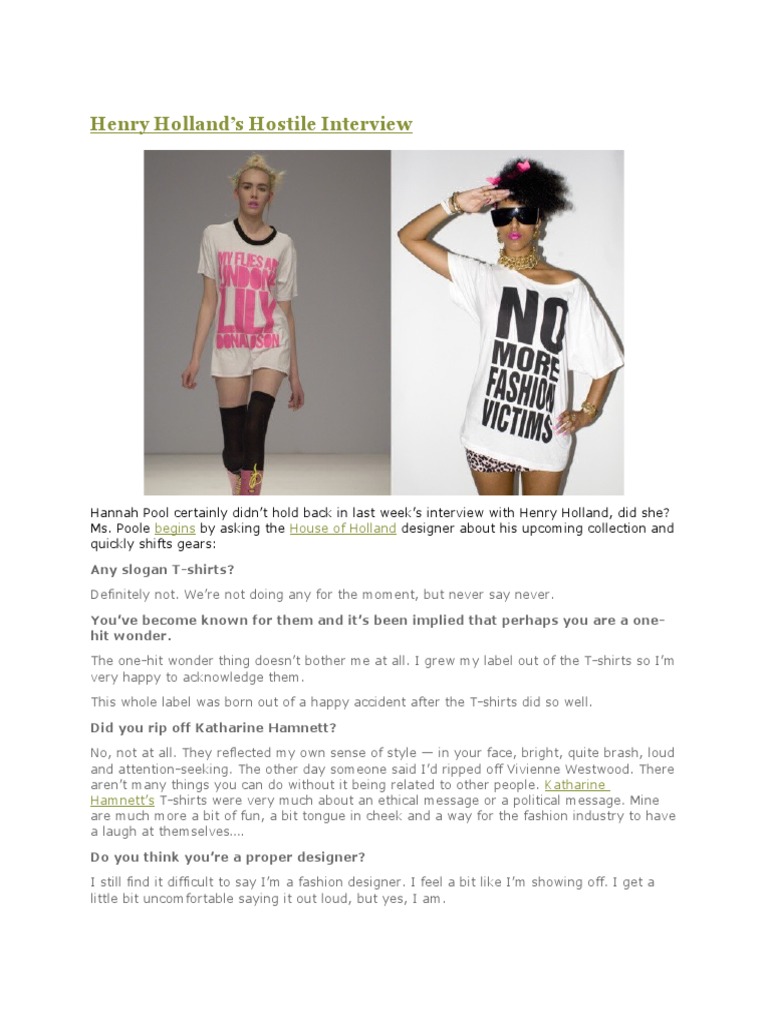 Henry Holland's Hostile Interview | PDF