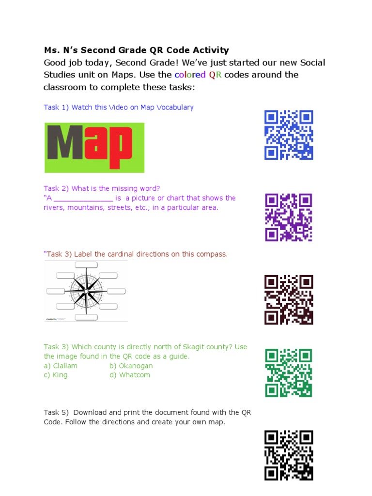 QR Code Activity For Second Grade Jnienhuis 1 | PDF