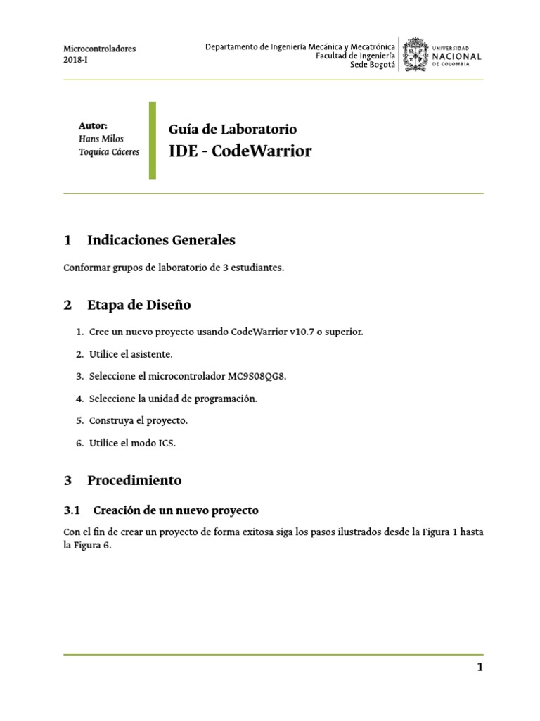 Laboratorio 1 IDE CodeWarrior | PDF | Programa de computadora ...