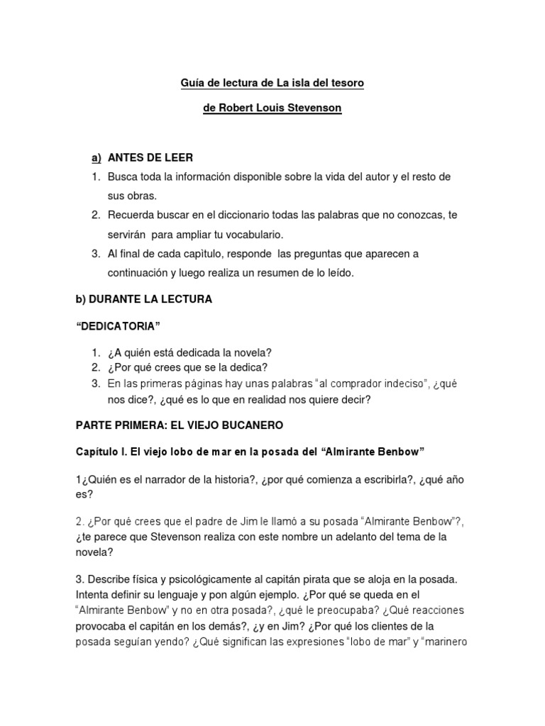 Guía de Lectura de La Isla Del Tesoro | PDF | Isla del tesoro | Piratería