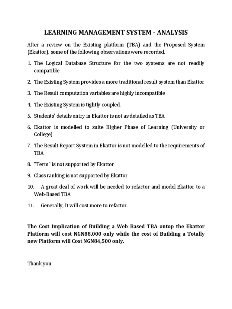 Learning Management System - Analysis | PDF