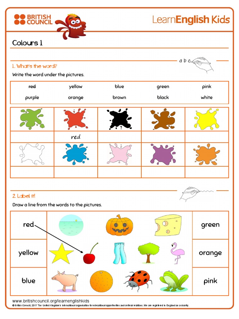 Worksheets Colours 1 | PDF